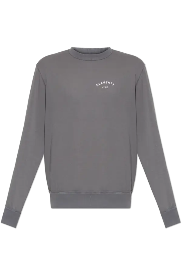 Eleventy Logo Print Sweatshirt - Grey