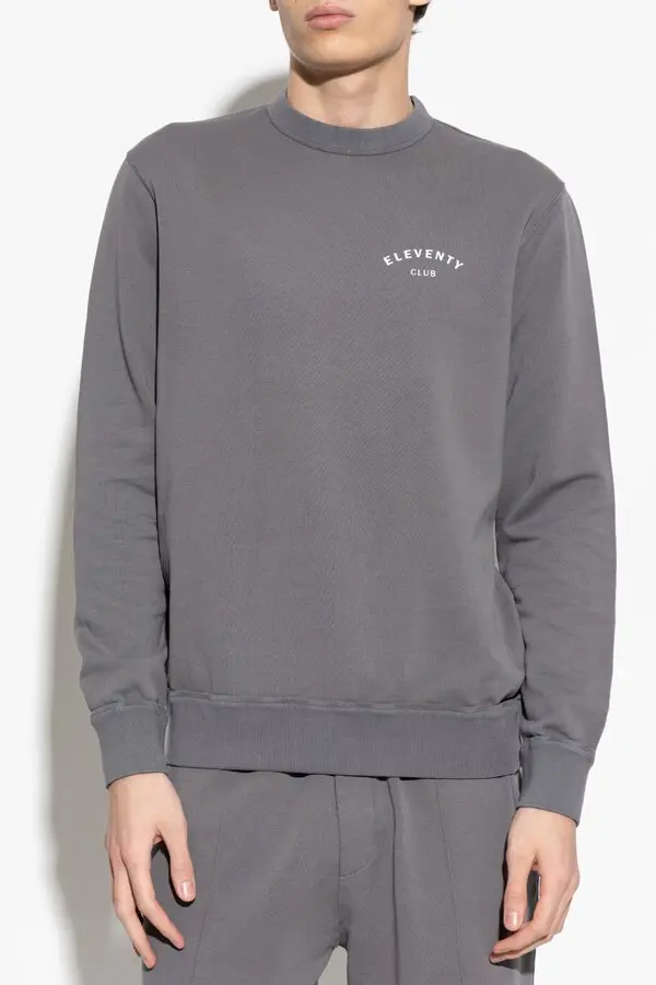 Eleventy Logo Print Sweatshirt - Grey