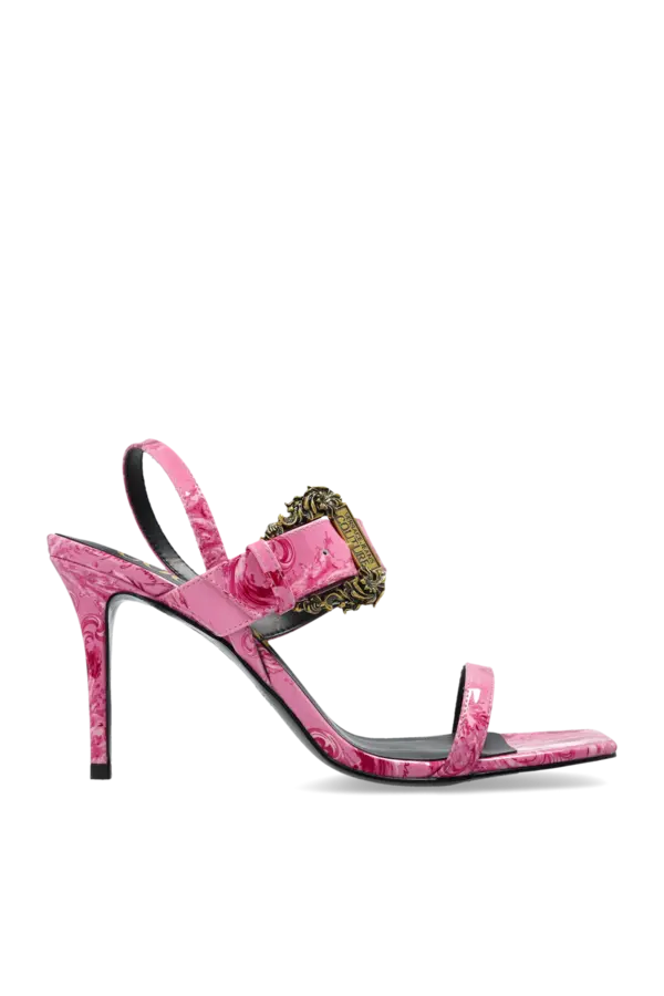 Versace Heeled Sandals With 'barocco' Print - Pink