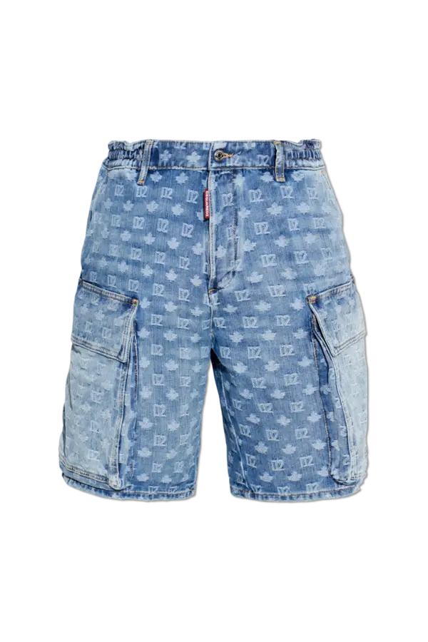 Dsquared2 Cargo Shorts With Monogram - Blue