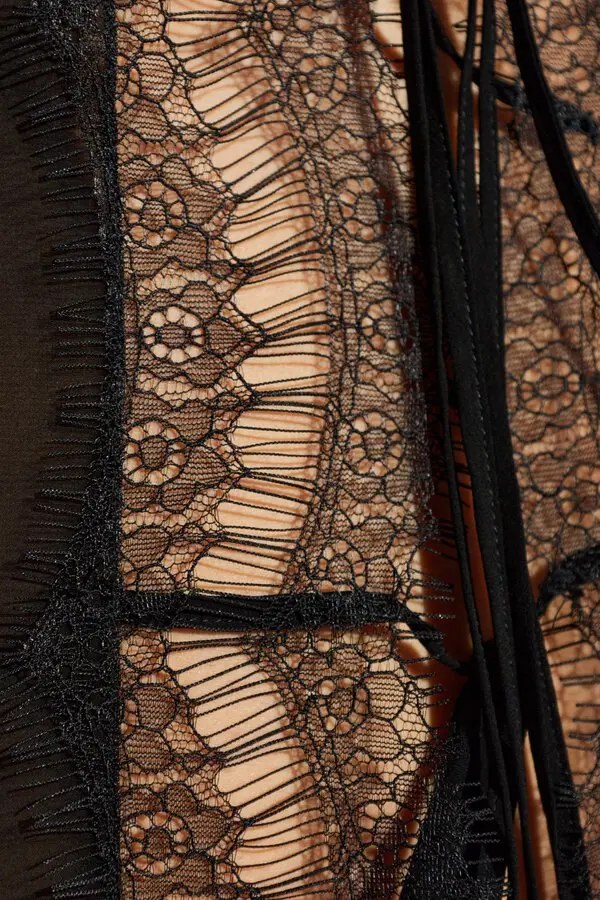 Blumarine Asymmetric Top With Lace Inserts - Black