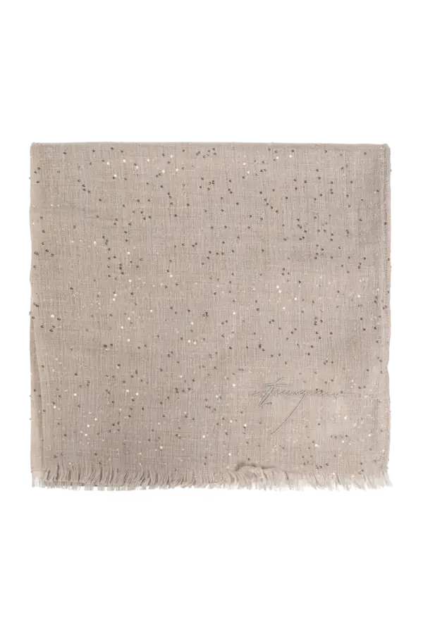 FERRAGAMO Scarf With Shimmering Sequins - Beige