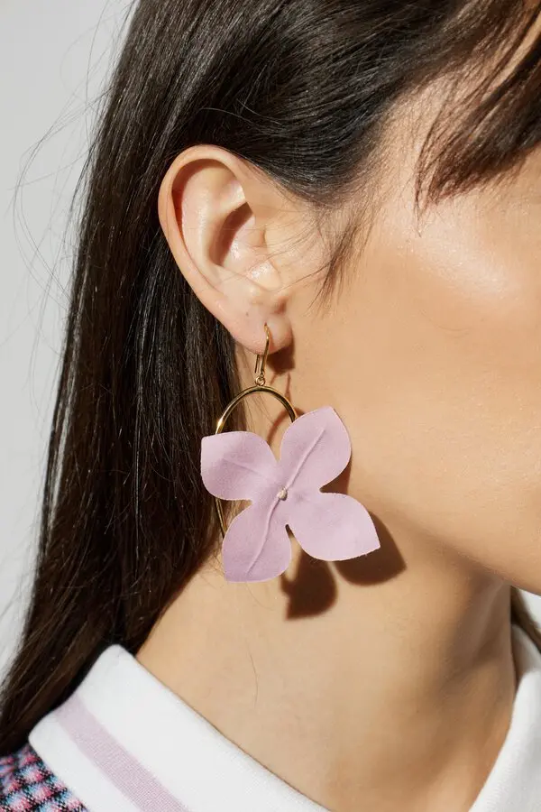 Marni Floral Motif Hoop Earrings - Pink