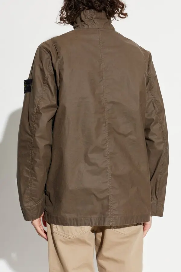 Stone Island Jacket With Logo Patch - Brown