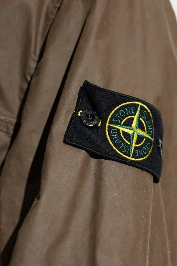 Stone Island Jacket With Logo Patch - Brown