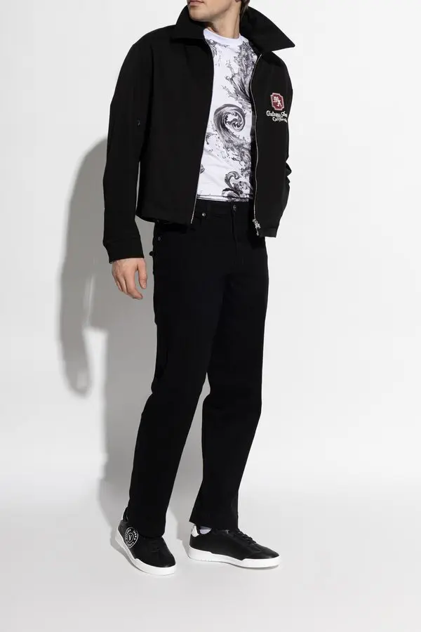 Versace Logo Printed Sneakers - Black