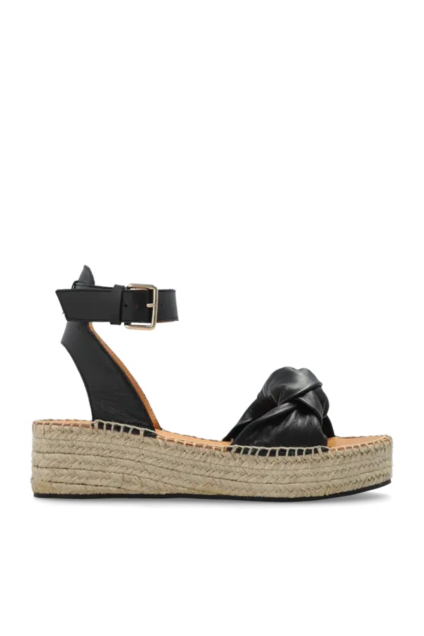 ODISSI Leather Platform Sandals - Black