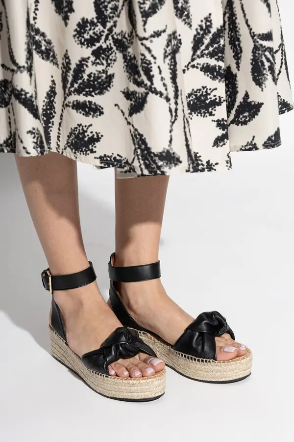 ODISSI Leather Platform Sandals - Black