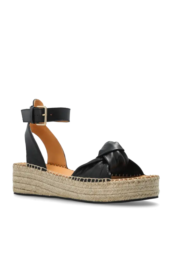 ODISSI Leather Platform Sandals - Black