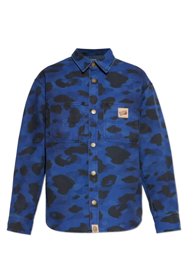 A BATHING APE Denim Camouflage Shirt - Navy Blue