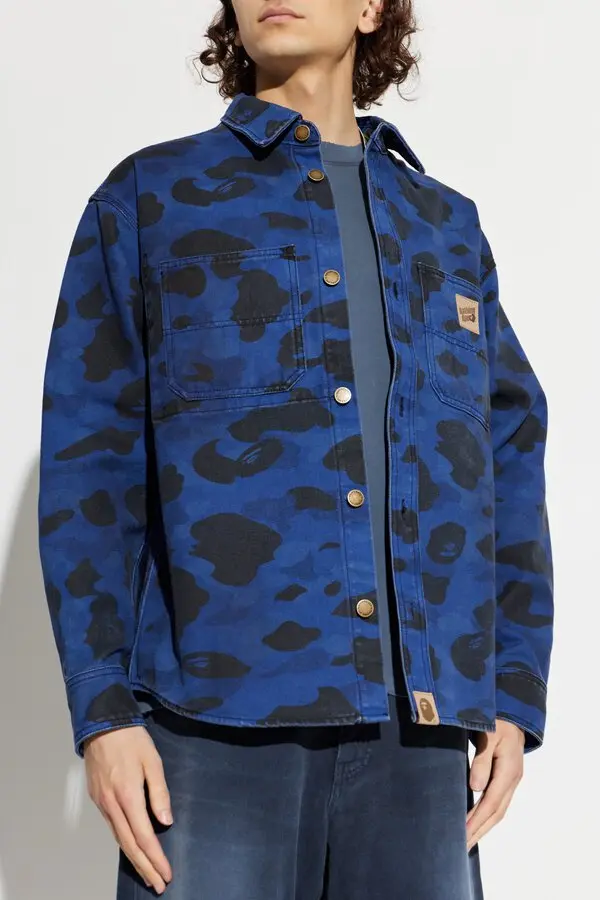 A BATHING APE Denim Camouflage Shirt - Navy Blue