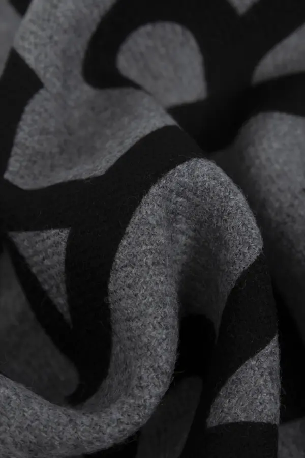 FERRAGAMO Wool Scarf With Monogram - Grey