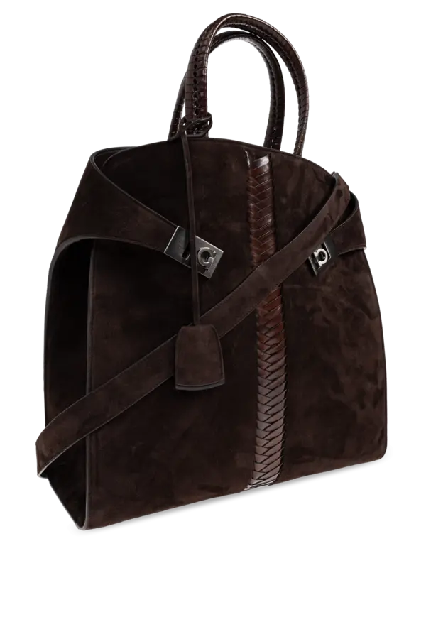 FERRAGAMO Suede 'hug' Top Handle Bag
