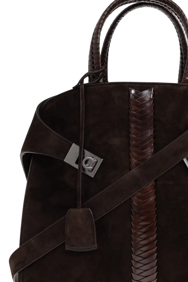 FERRAGAMO Suede 'hug' Top Handle Bag
