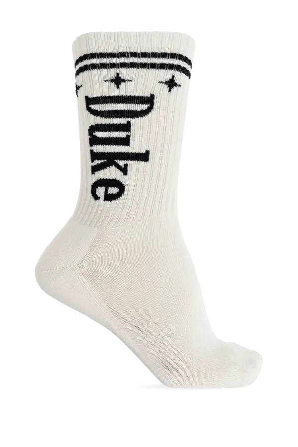 DUKE + DEXTER Logo Mid-calf Socks - White