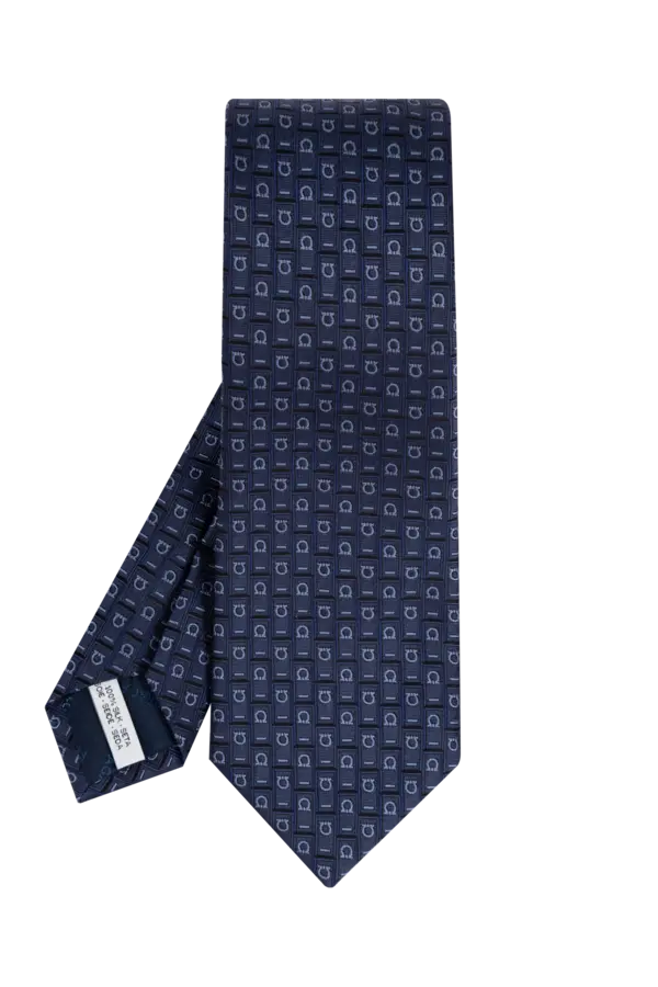 FERRAGAMO Silk Neck Tie - Navy Blue