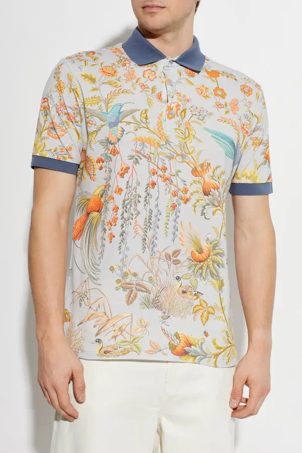 Etro Floral Motif Polo - Light Blue
