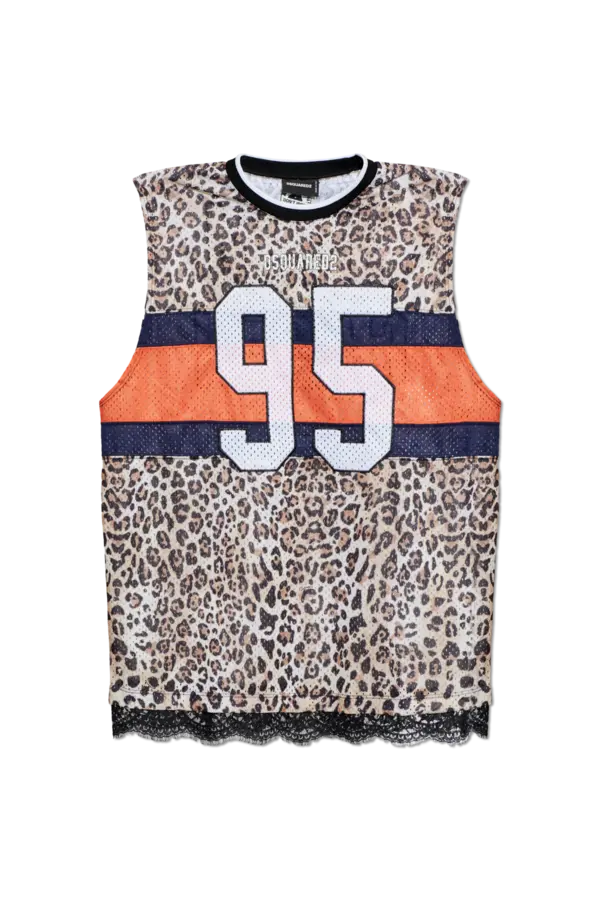 Dsquared2 Logo Print Sleeveless Top - Beige