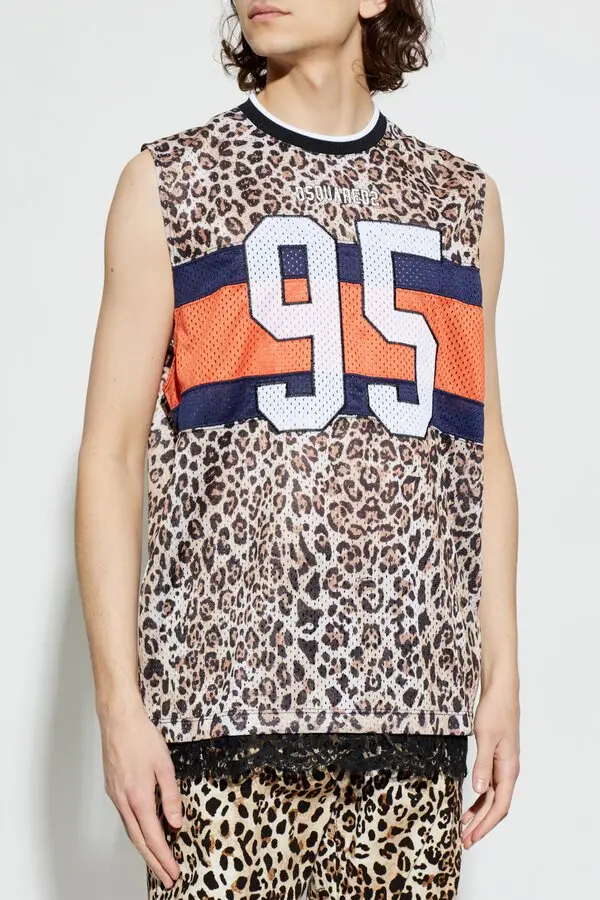 Dsquared2 Logo Print Sleeveless Top - Beige