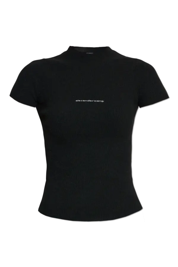 Alexander Wang Logo Ribbed Top - Black