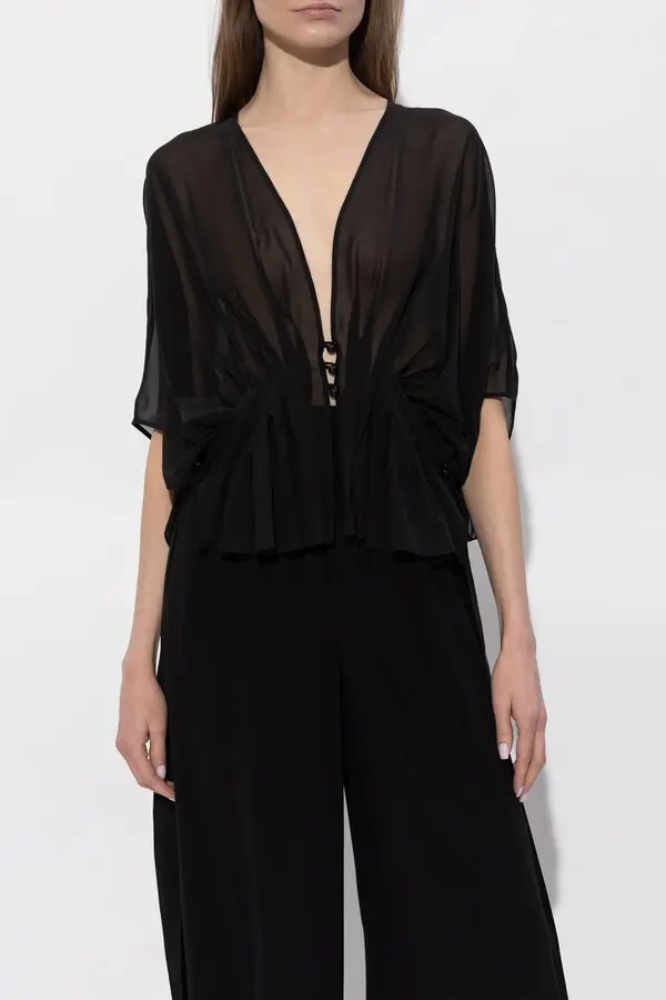 Max Mara Silk Ombrosa Top - Black