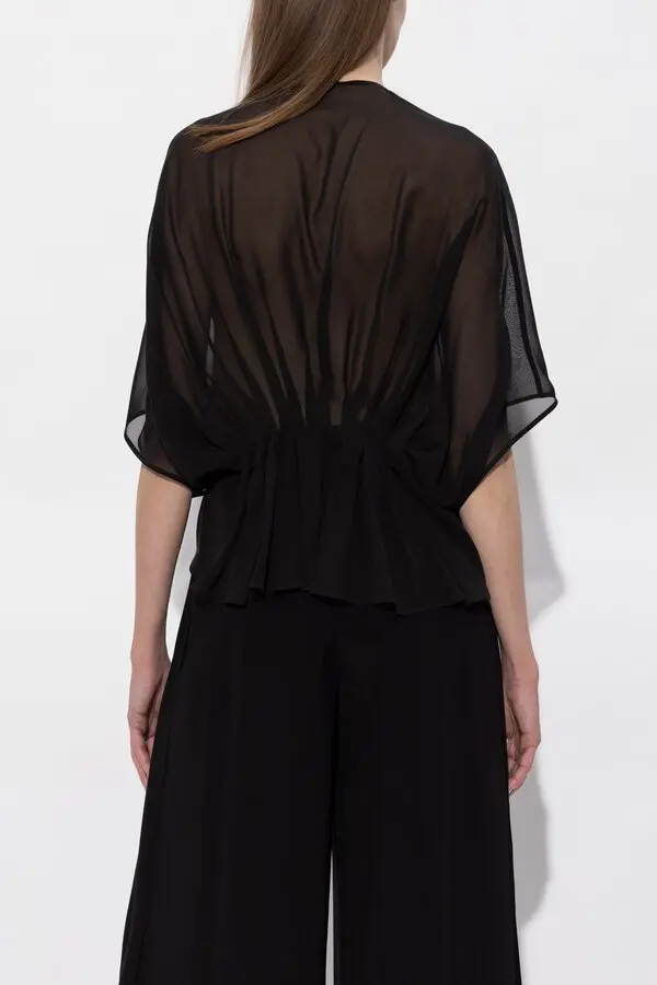 Max Mara Silk Ombrosa Top - Black