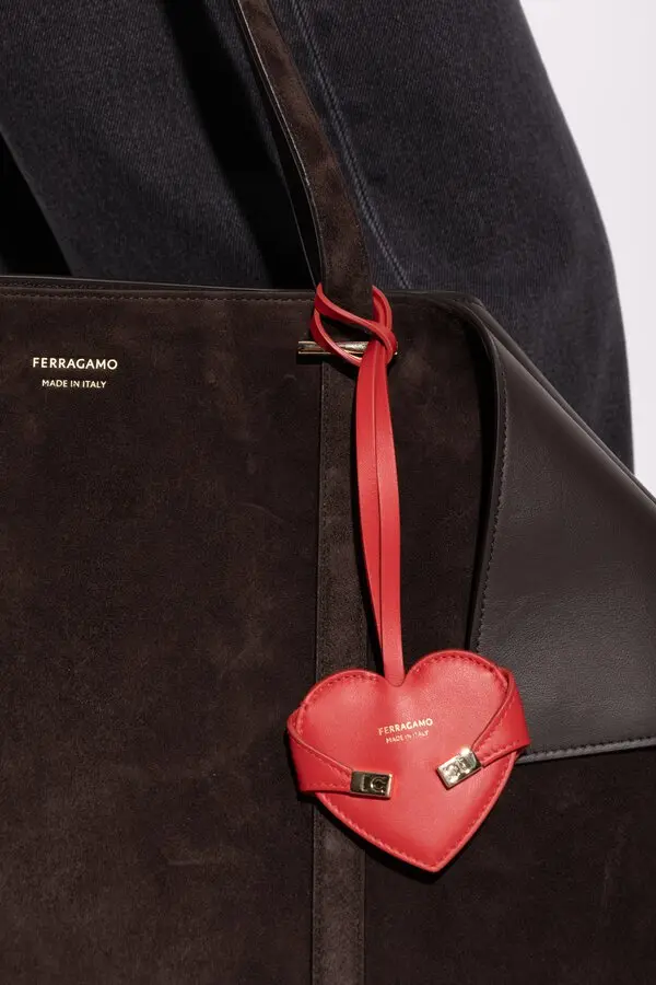 FERRAGAMO Leather Heart-shaped Pendant - Red