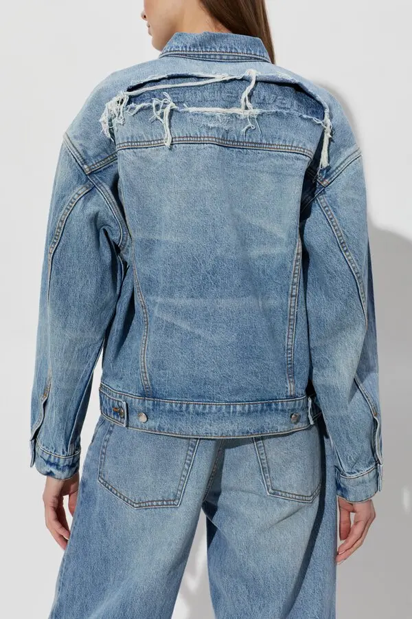 Alexander Wang Denim Jacket With Distressed Detail - Blue