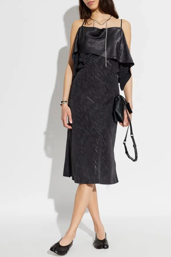 MAISON MARGIELA Off-shoulder Midi Dress - Black