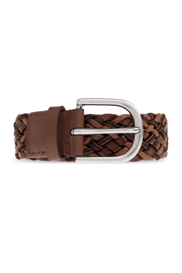 Paul Smith Leather Belt With Woven Detail - Brown