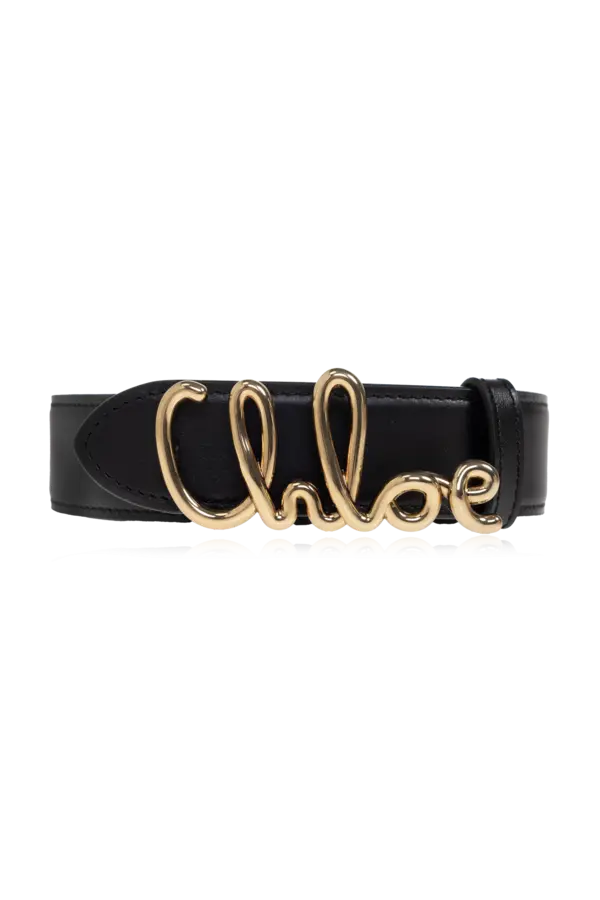 Chloé Leather Belt With Gold-tone Buckle - Black