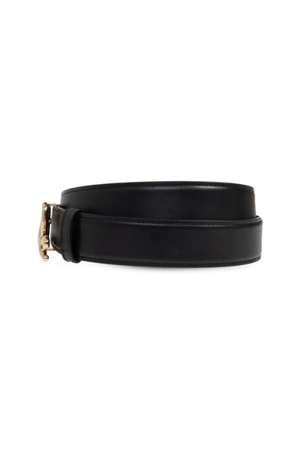 Chloé Leather Belt With Gold-tone Buckle - Black