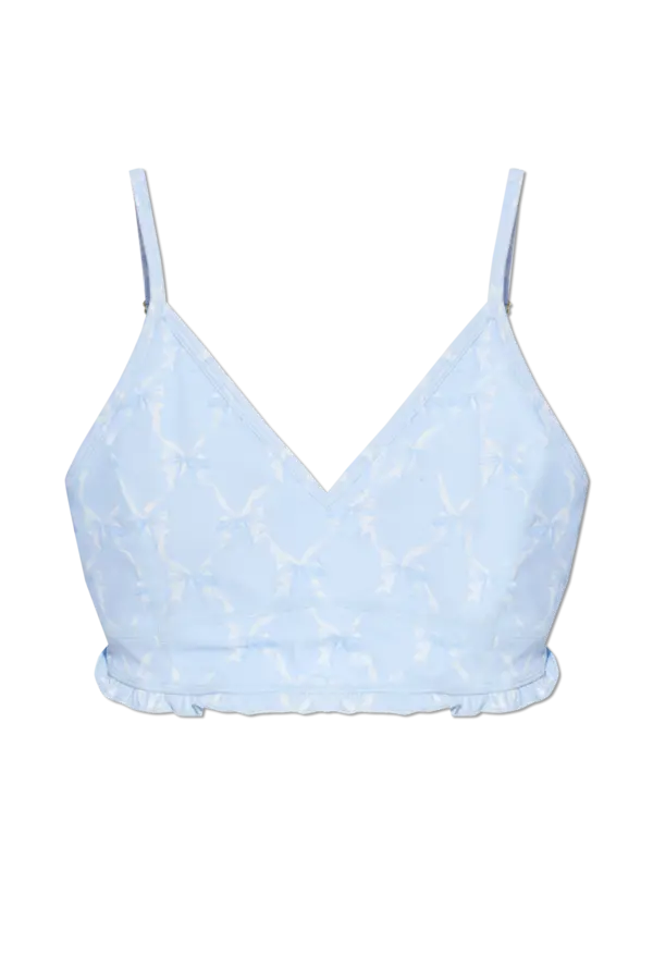 LoveShackFancy Erza Short Sports Top - Light Blue