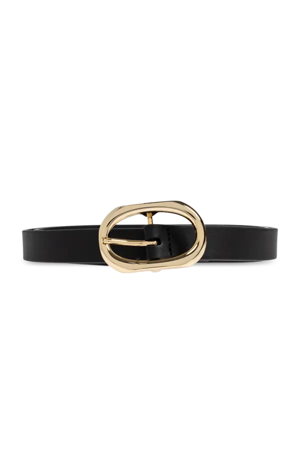 ANINE BING Leather Belt With Gold-toned Buckle - Black