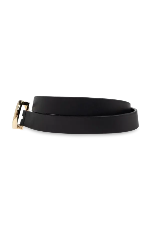 ANINE BING Leather Belt With Gold-toned Buckle - Black