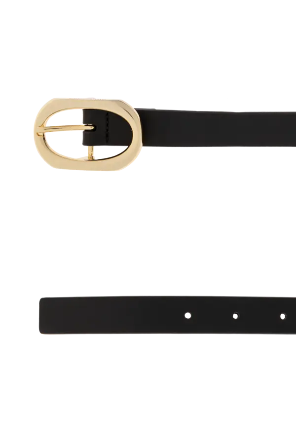 ANINE BING Leather Belt With Gold-toned Buckle - Black