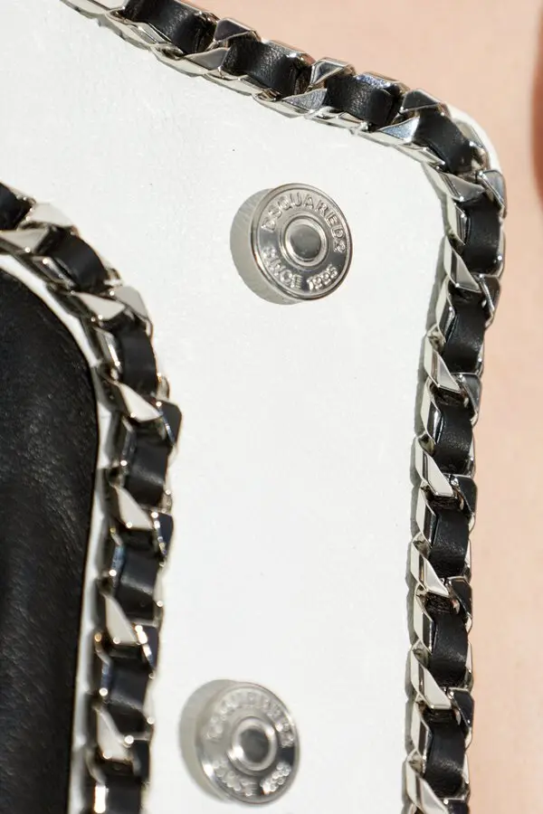 Dsquared2 Leather Jacket With Shimmering Appliqués