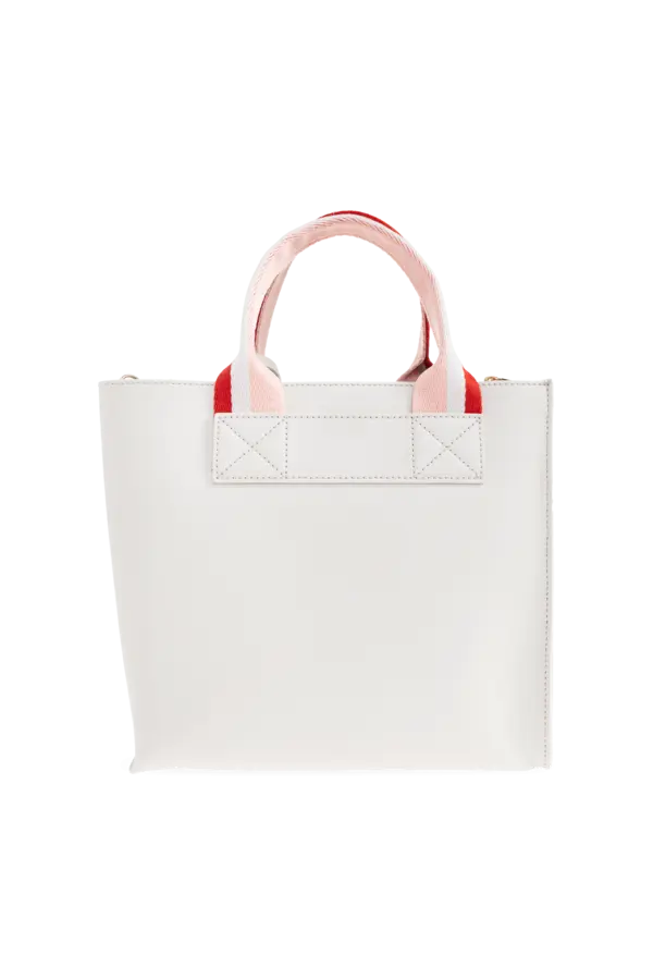 Furla Small Leather Handbag With Pastel Pink Handles - Grey