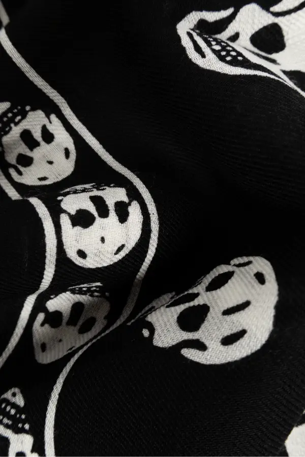 Alexander McQueen Wool Scarf With Skull Motif - Black