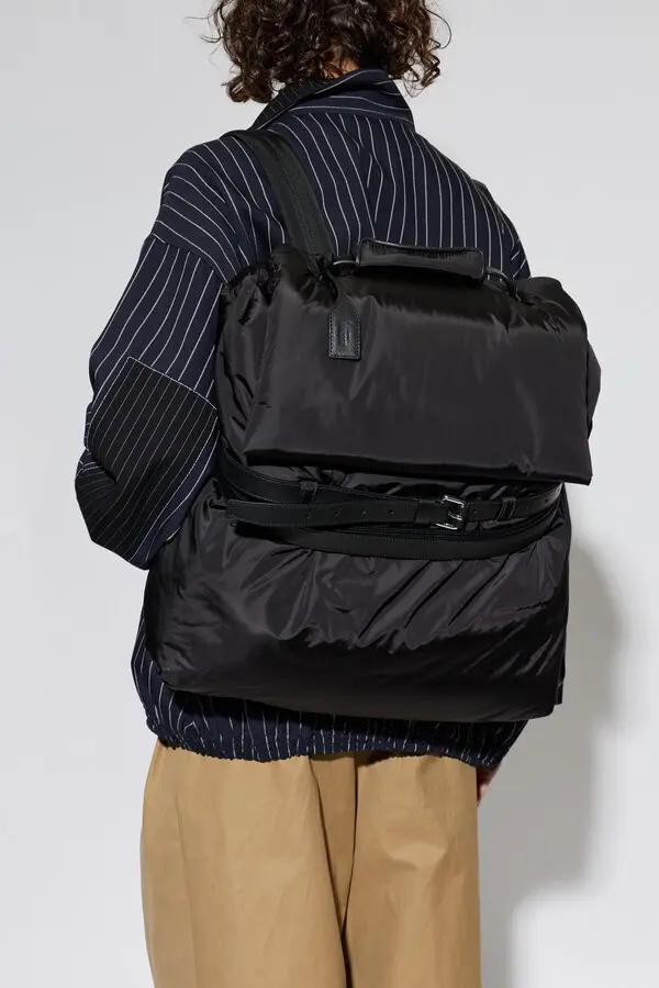 Moschino Backpack With Leather Strap - Black