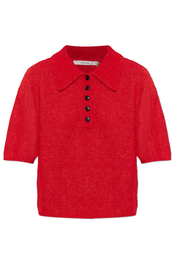 GESTUZ Collared Knit Sweater - Red