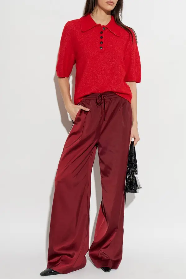 GESTUZ Collared Knit Sweater - Red