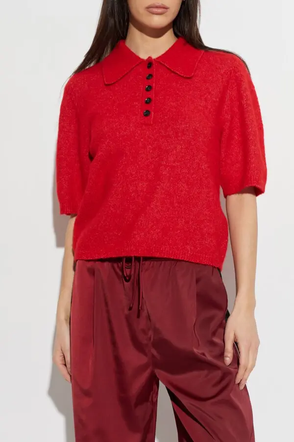 GESTUZ Collared Knit Sweater - Red