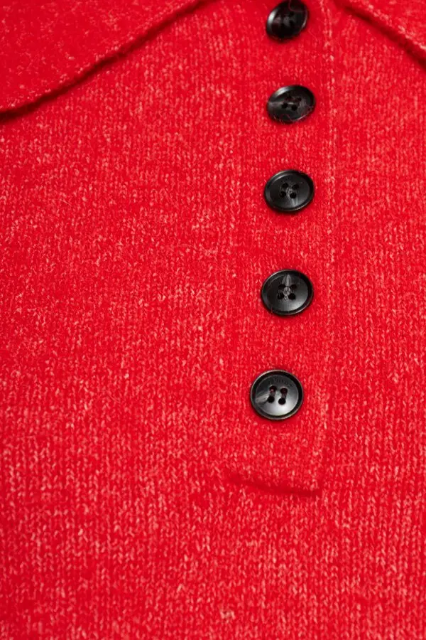 GESTUZ Collared Knit Sweater - Red