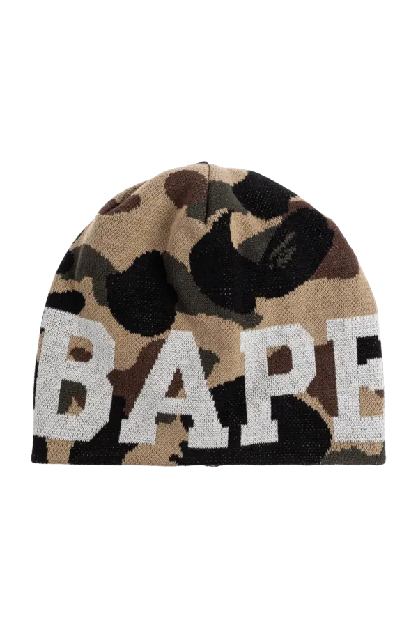 A BATHING APE Camo Logo Beanie - Beige