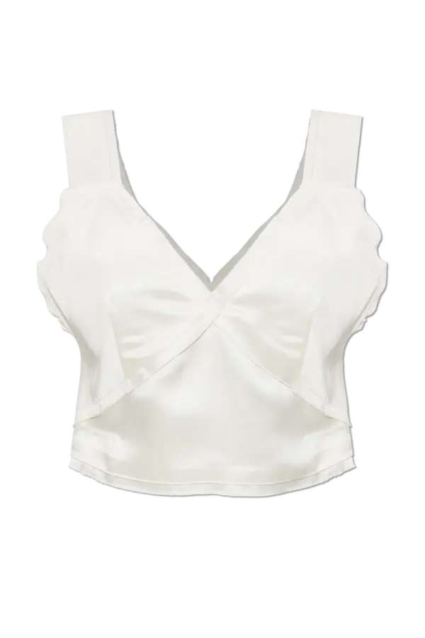 TOTEME Satin Crop Top - White