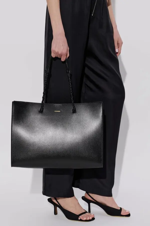 JIL SANDER Leather Shopper Bag - Black