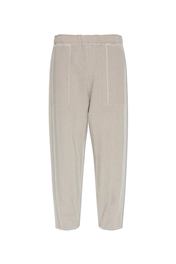 Issey Miyake Herringbone Pattern Trousers - Beige