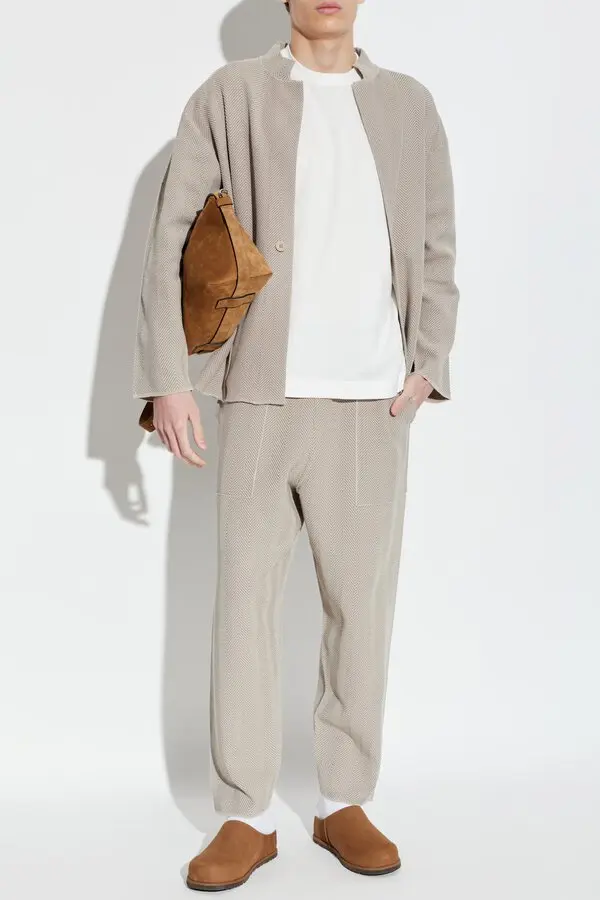 Issey Miyake Herringbone Pattern Trousers