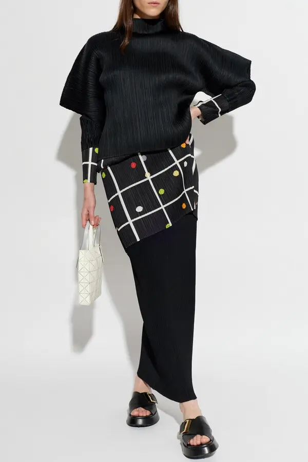 Issey Miyake Pleated Ankle Length Skirt - Black